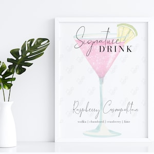 Signature Drink Sign Cosmopolitan | Minimalist Wedding Bar Sign ...