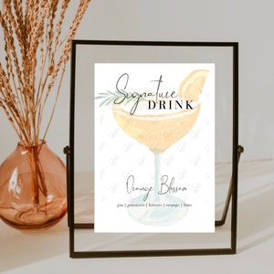 Signature Drink Sign Orange Blossom | Minimalist Wedding Bar Sign ...