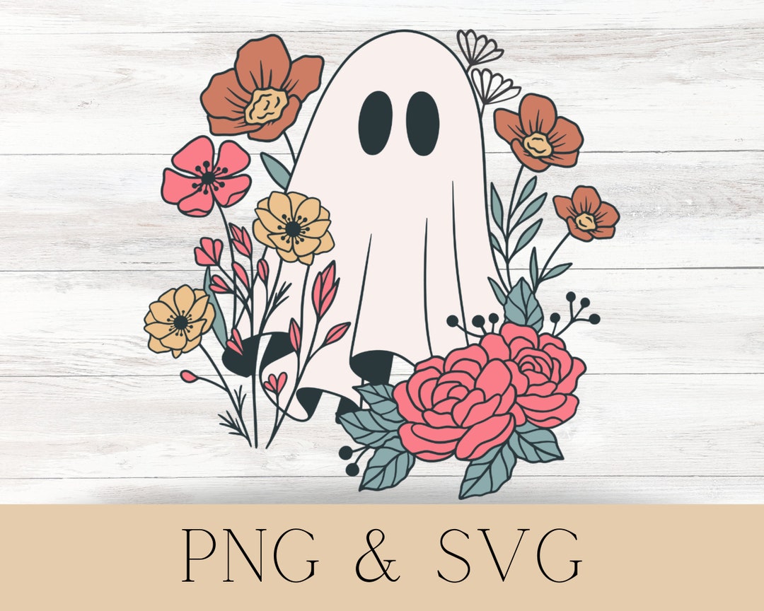 Flower Ghost SVG | Cute Floral Ghost Svg Png File | Boo Ghost Svg ...
