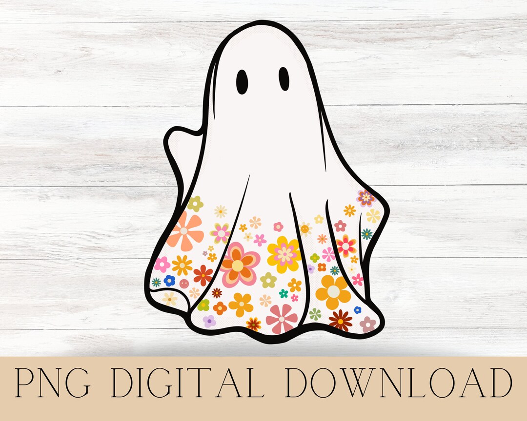 Retro Groovy Ghost SVG PNG | Halloween SVG File | Flower Ghost Png ...
