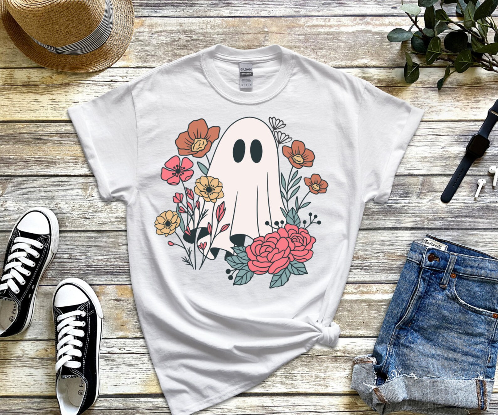 Flower Ghost SVG | Cute Floral Ghost Svg Png File | Boo Ghost Svg ...