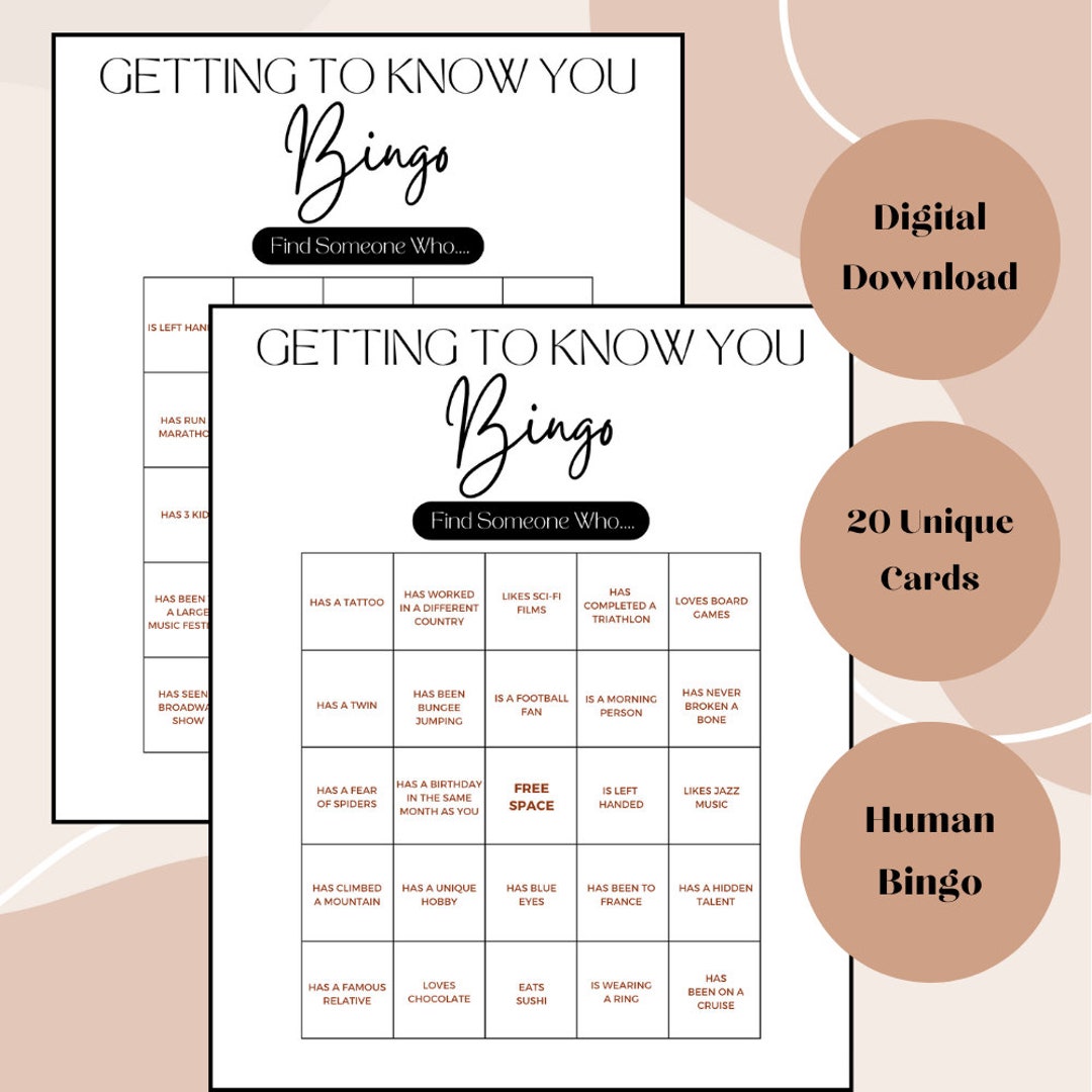 Get to Know You Bingo, Find Someone Who Bingo, Find the Guest Bingo ...