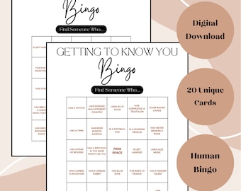 Get to Know You Bingo Game, Icebreaker Game, Printable Board Game, Name ...