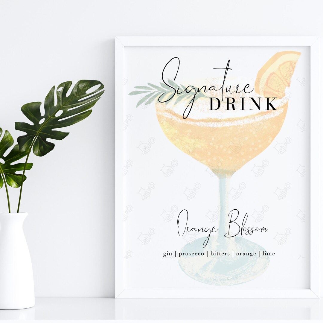 Signature Drink Sign Orange Blossom | Minimalist Wedding Bar Sign ...