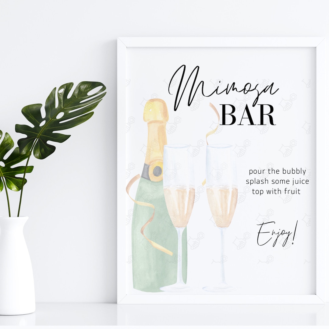 Modern Bridal Shower Mimosa Sign | Baby Shower Mimosa Bar Sign | Mimosa ...