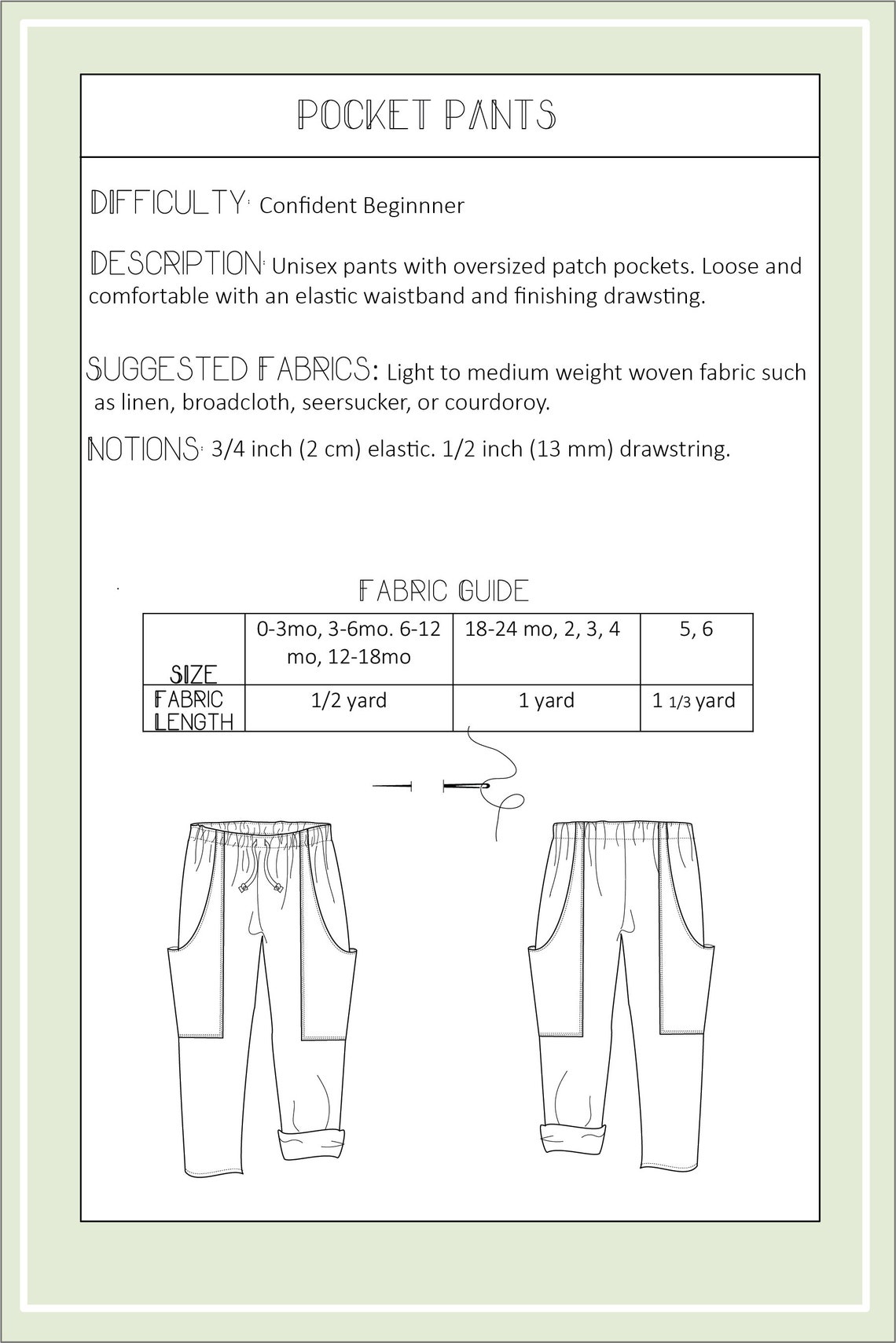 Pocket Pants PDF Pattern for Toddlers Babies Boys and Girls - Etsy