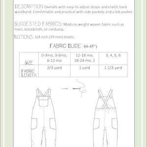 Tie Strap Overalls / Dungarees Digital PDF Sewing Pattern for Babies ...