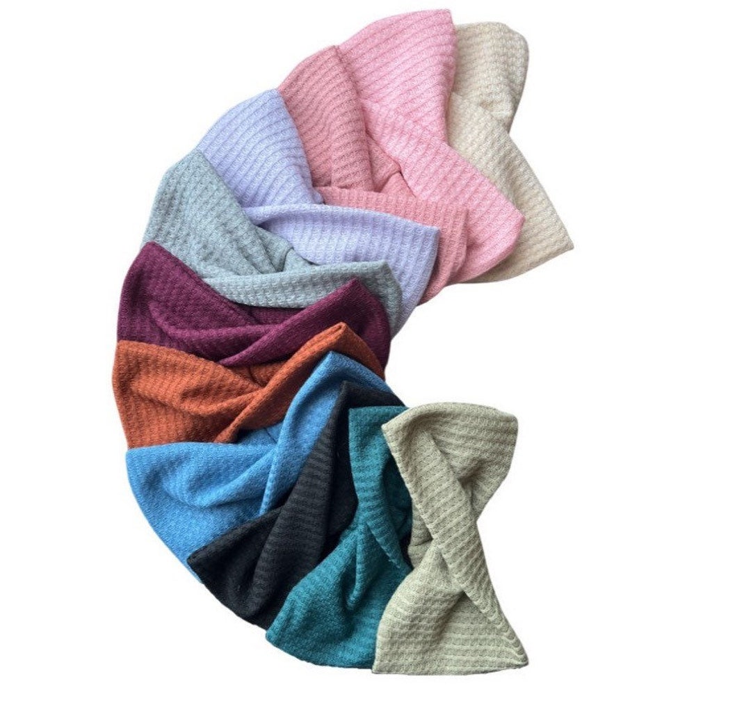 Waffle Solid Colored Headbands, Soft, Stretchy Boho Headband, Gift for ...