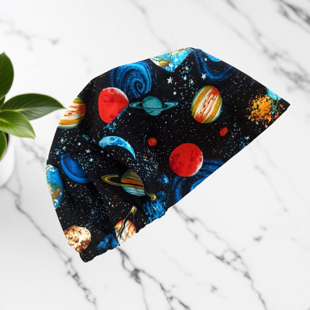 Galaxy Scrub Cap – Space Planets Euro Style Surgical Hat | Cosmic ...