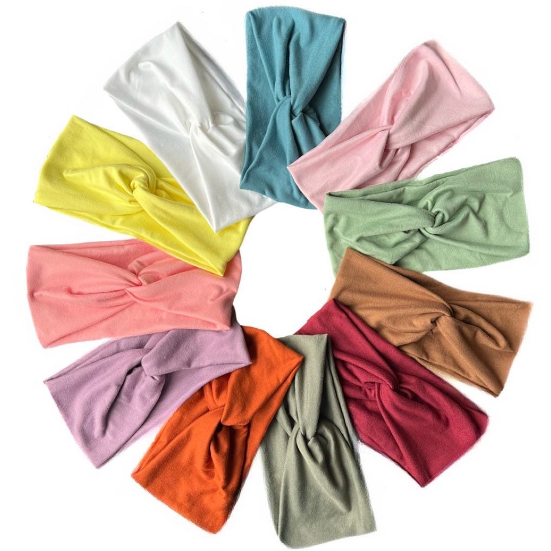 Solid Color Twist Headband: Boho Turban, Soft Stretchy Fabric - Etsy