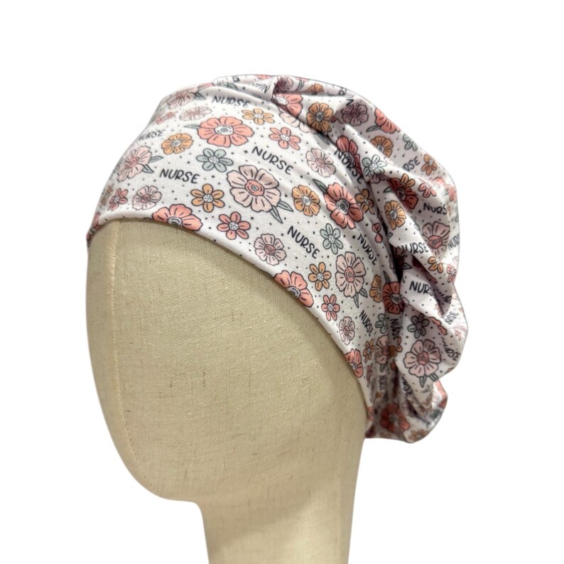 Floral Nurse Scrub Cap | Handmade Stretchy Bouffant Hair Cover - Etsy