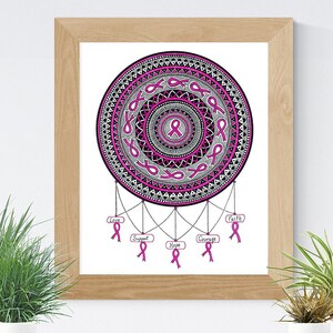 Pink Ribbon Mandala - Breast Cancer Awareness Mandala - Art Print - Etsy
