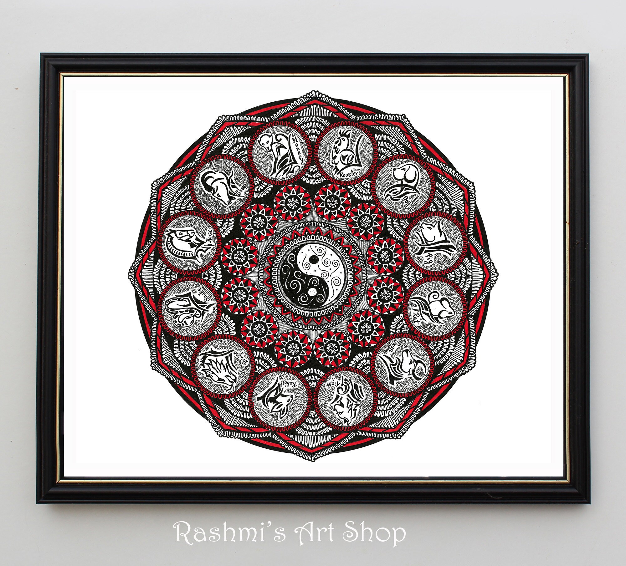 Chinese Zodiac Mandala Home Decor(chinese New Year) - Art Print - Etsy