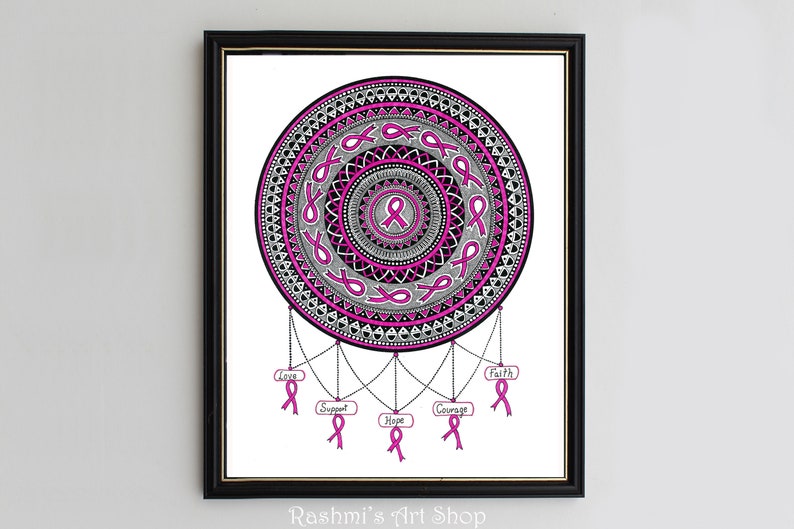 Pink Ribbon Mandala Breast Cancer Awareness Mandala Art | Etsy