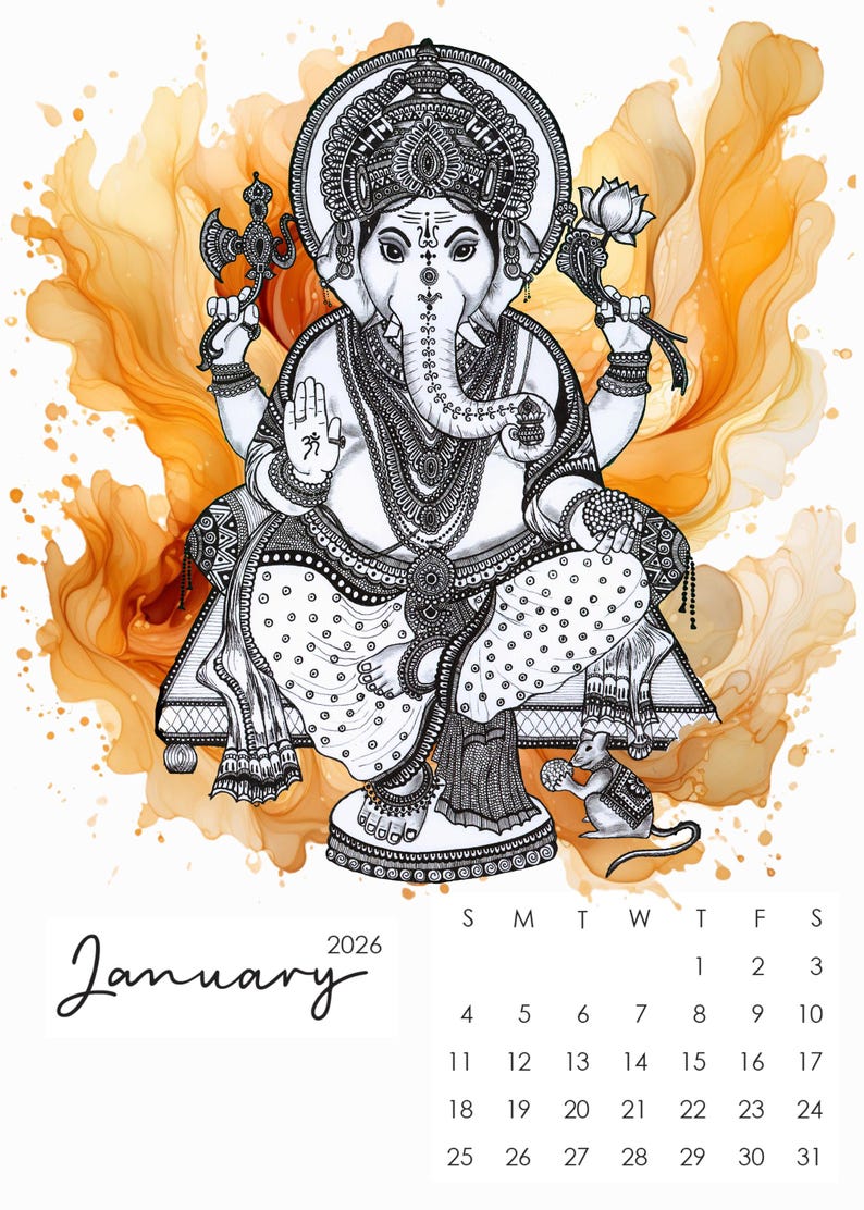 2026 Calendar , Gods and Goddesses of India, Deities of Hinduism, 5x7 ...