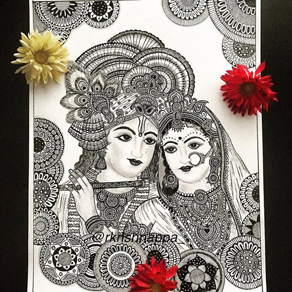 Radha Krishna Art Print Hindu Home Decor Gift - Etsy