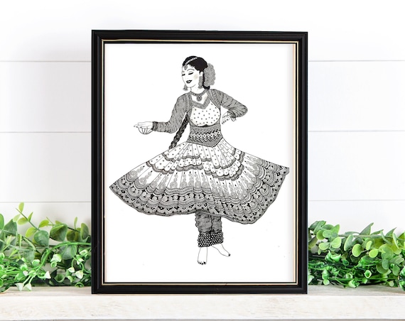 Kathak Dance Drawing Indian Classical Dancer Stock Vector Images