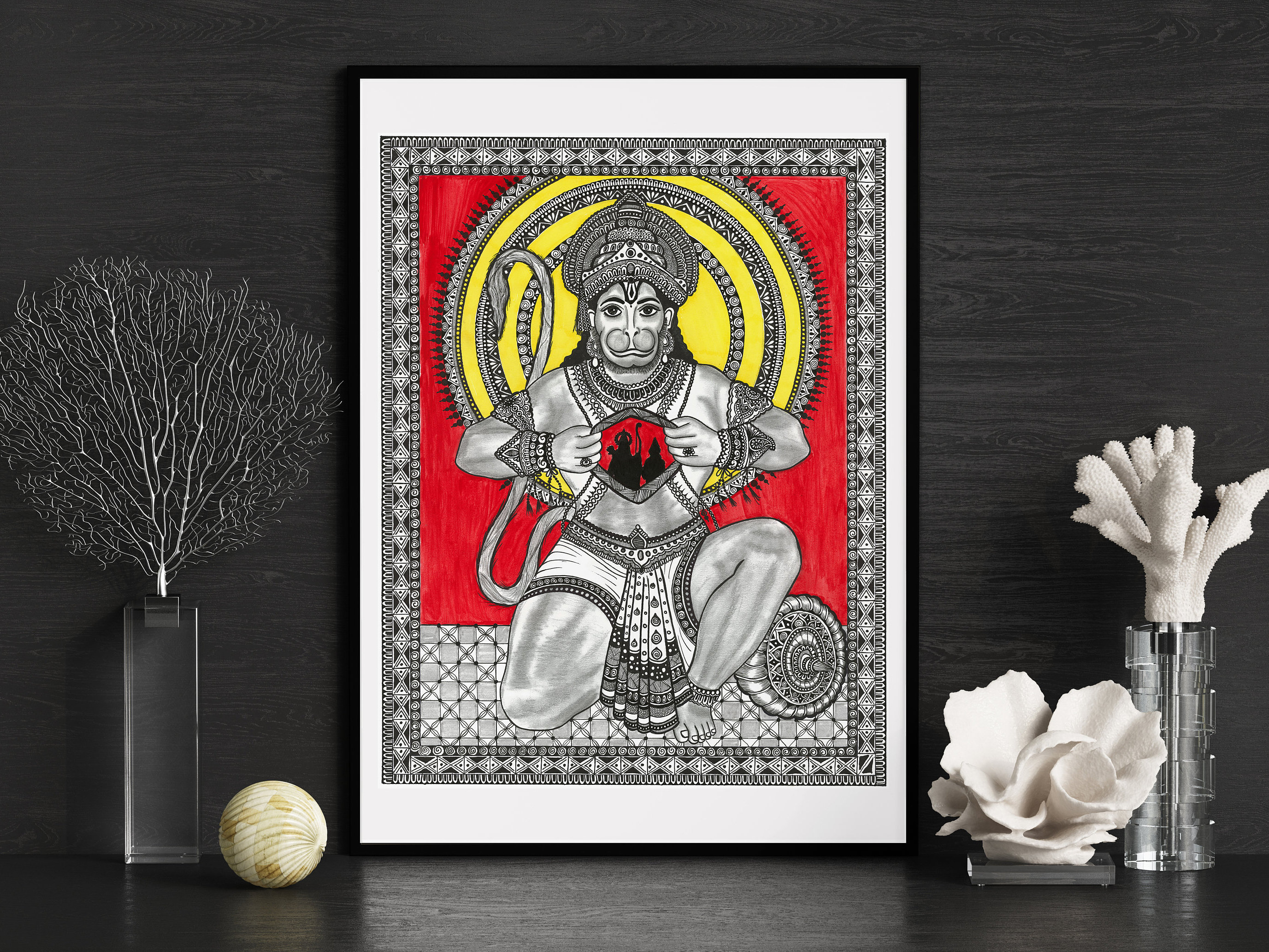 Hanuman Art Print Lord Hanuman with Rama Sita in chest | Etsy