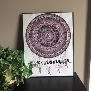 Pink Ribbon Mandala - Breast Cancer Awareness Mandala - Art Print - Etsy
