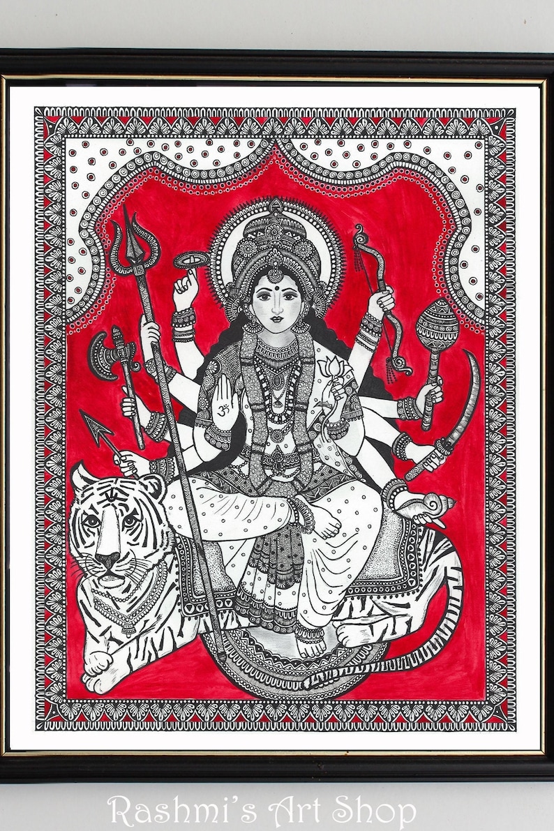 Goddess Durga Sitting on Tiger - Etsy