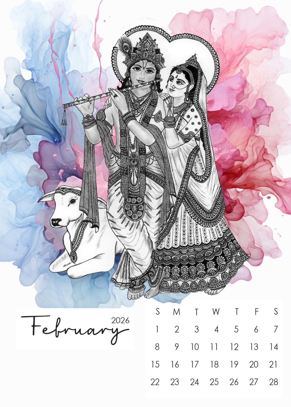2026 Calendar , Gods and Goddesses of India, Deities of Hinduism, 5x7 ...