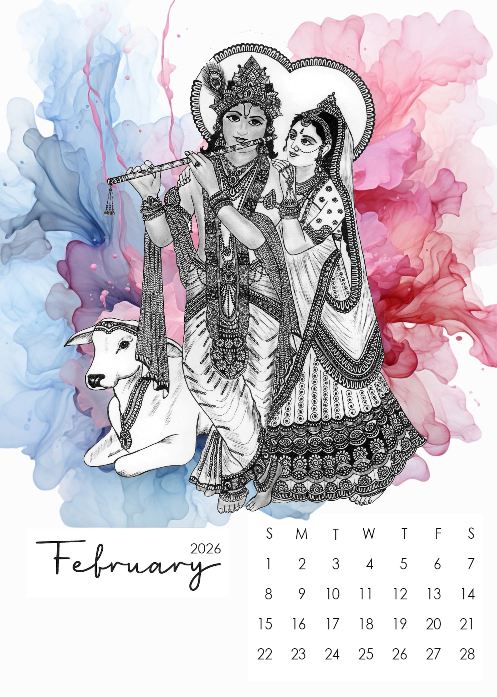 2026 Calendar , Gods and Goddesses of India, Deities of Hinduism, 5x7 ...