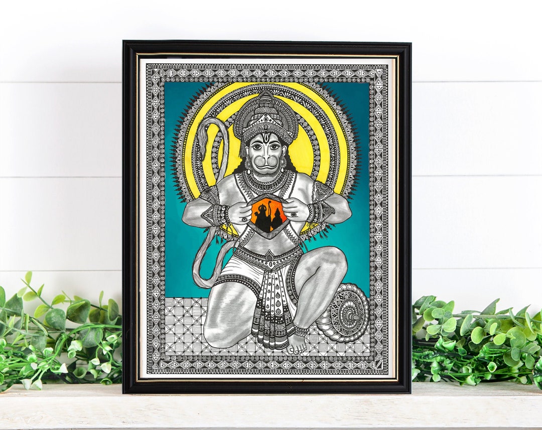 Buy Hanuman Art Print Lord Hanuman With Rama Sita In Chest Artwork