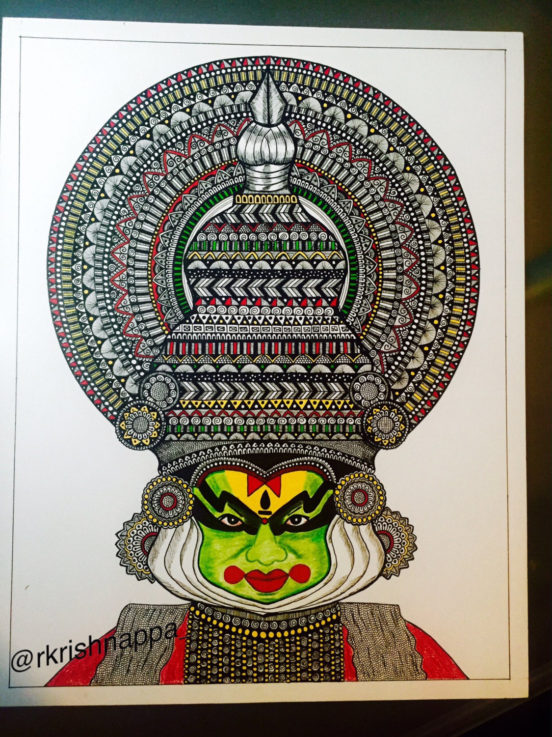 Kathakali Face Pencil Drawing