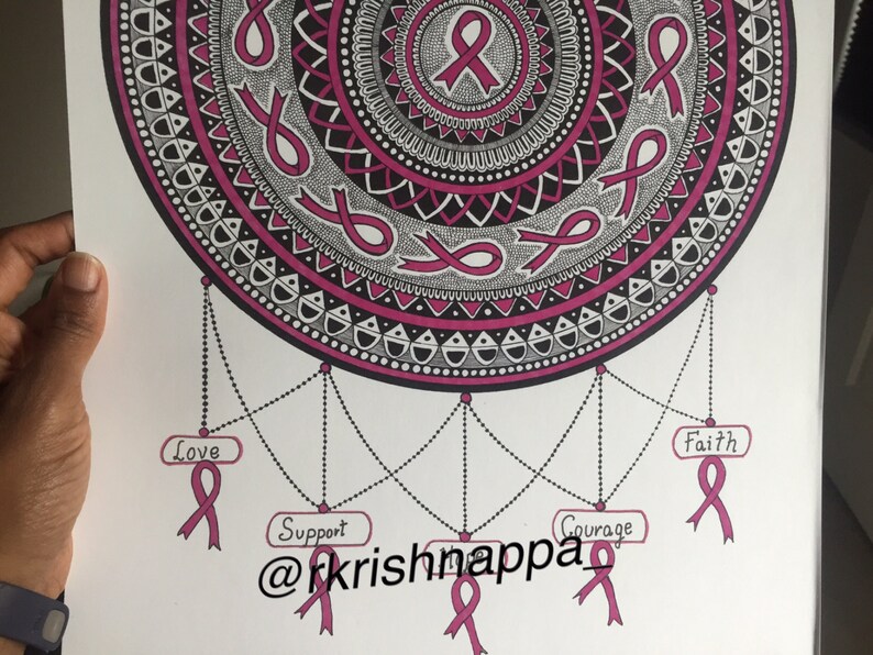 Pink Ribbon Mandala Breast Cancer Awareness Mandala Art | Etsy