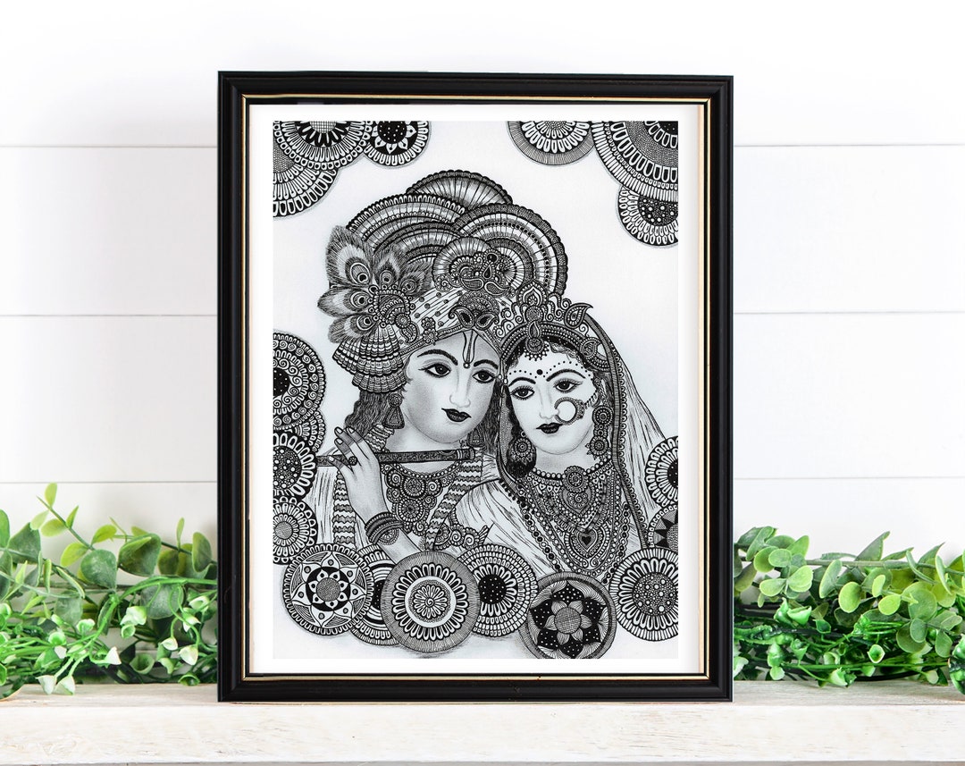 Buy Radha Krishna Art Print Hindu Home Decor Gift Online in India - Etsy