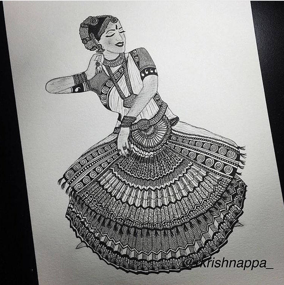 Zentangle Inspired Bharatanatyam Dancer Art Print. - Etsy