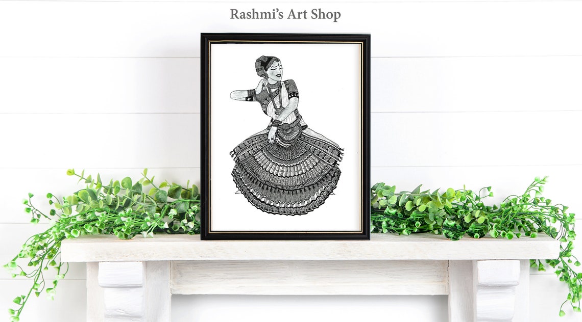 Zentangle Inspired Bharatanatyam Dancer Art Print. - Etsy
