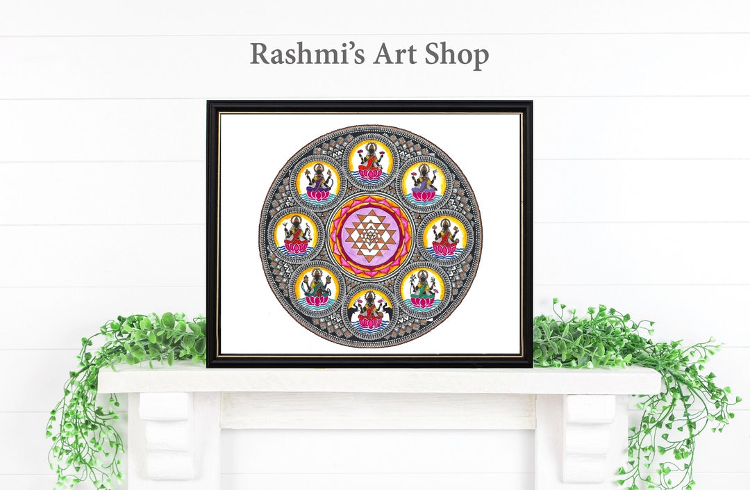 Ashta Lakshmi / Ashtalakshmi - Goddess Lakshmi Art Print - Etsy