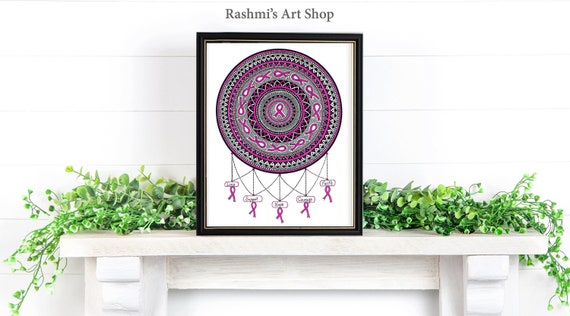Pink Ribbon Mandala Breast Cancer Awareness Mandala Art | Etsy