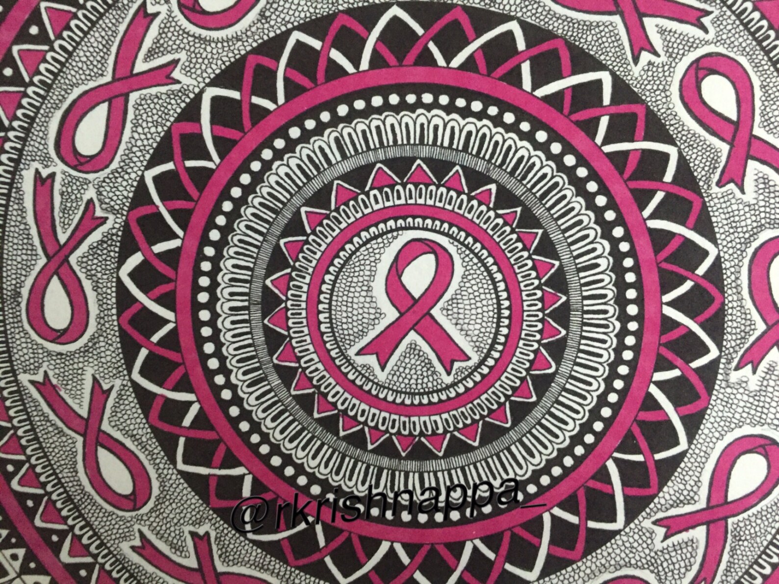 Pink Ribbon Mandala Breast Cancer Awareness Mandala Art | Etsy