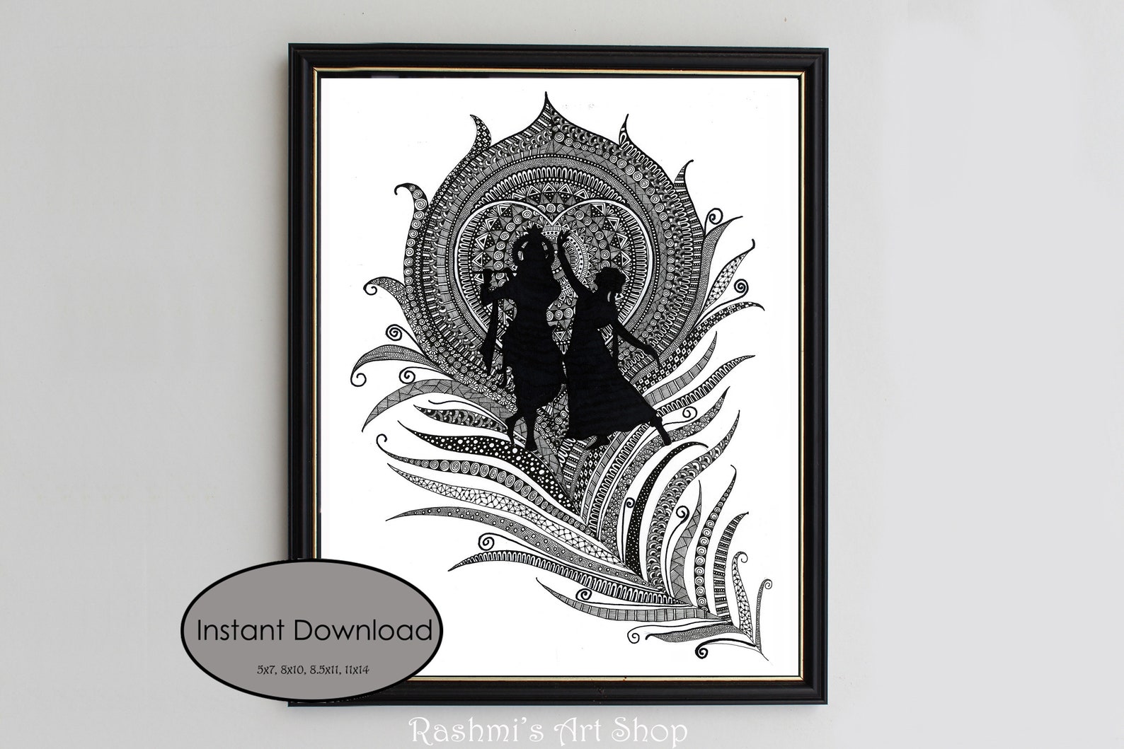 Radha Krishna Art , Radha Krishna on Peacock Feather Art Hindu Home ...