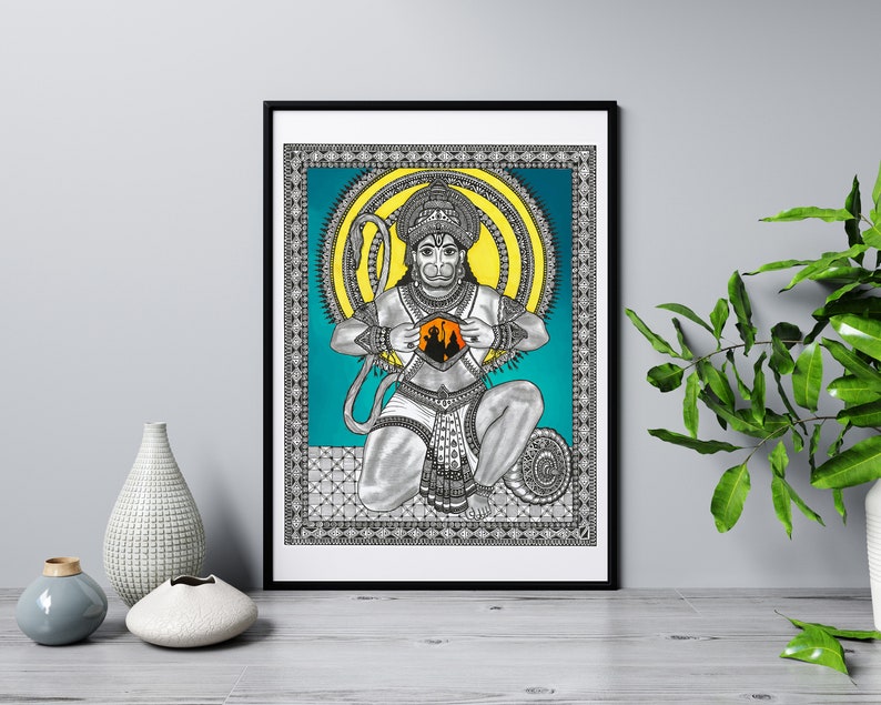 Hanuman Art Print Lord Hanuman With Rama Sita In Chest Etsy India