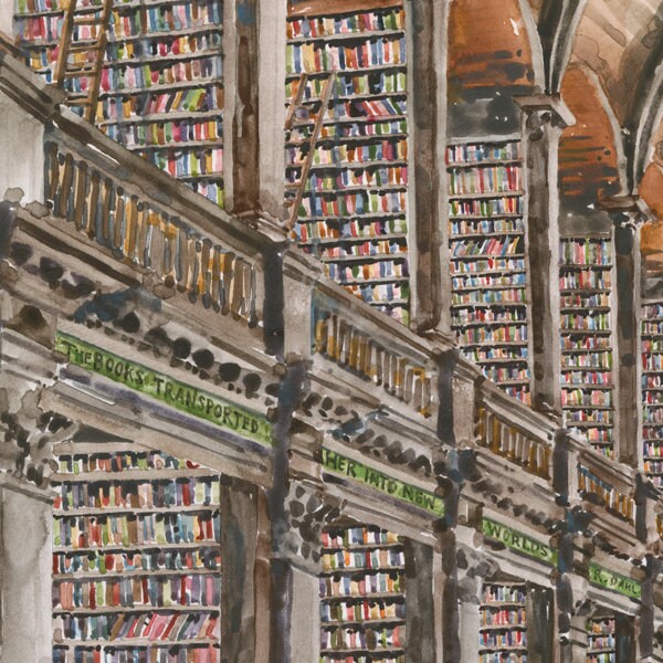 Matilda Library Art Print Roald Dahl Art the Books | Etsy