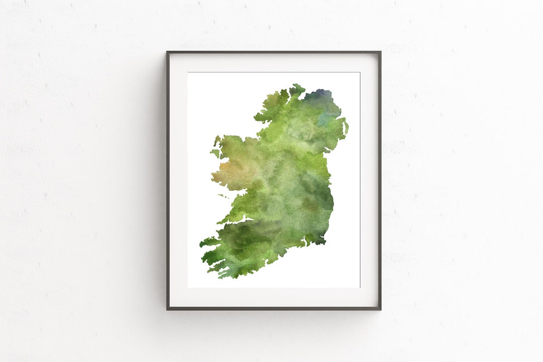 Ireland Map Art Print: Minimalist Watercolor Irish Decor - Etsy