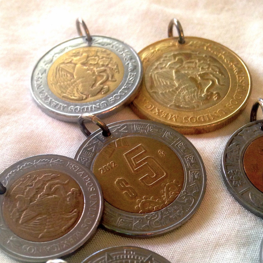 Mexican 5 Pesos Charm and Necklace // Coin, Peso, Pendant, Custom ...