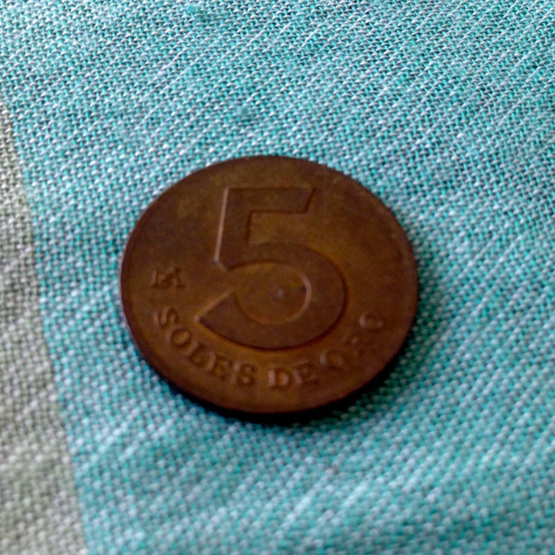 5 Soles De Oro, Peru, Peruvian, Coin, Bio-energy, Orgone, Vintage, La ...