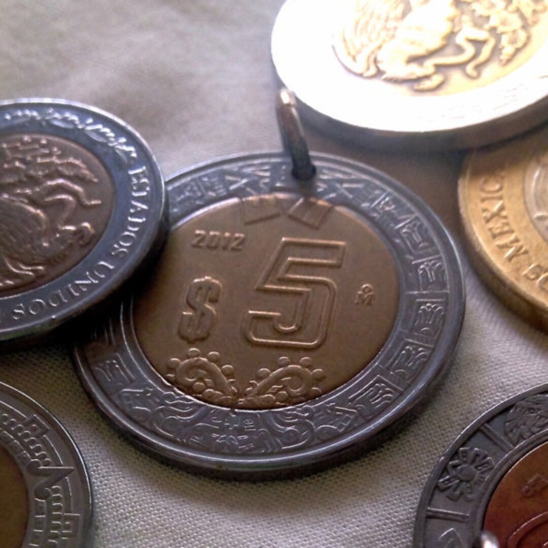 Mexican 5 Pesos Charm and Necklace // Coin, Peso, Pendant, Custom ...