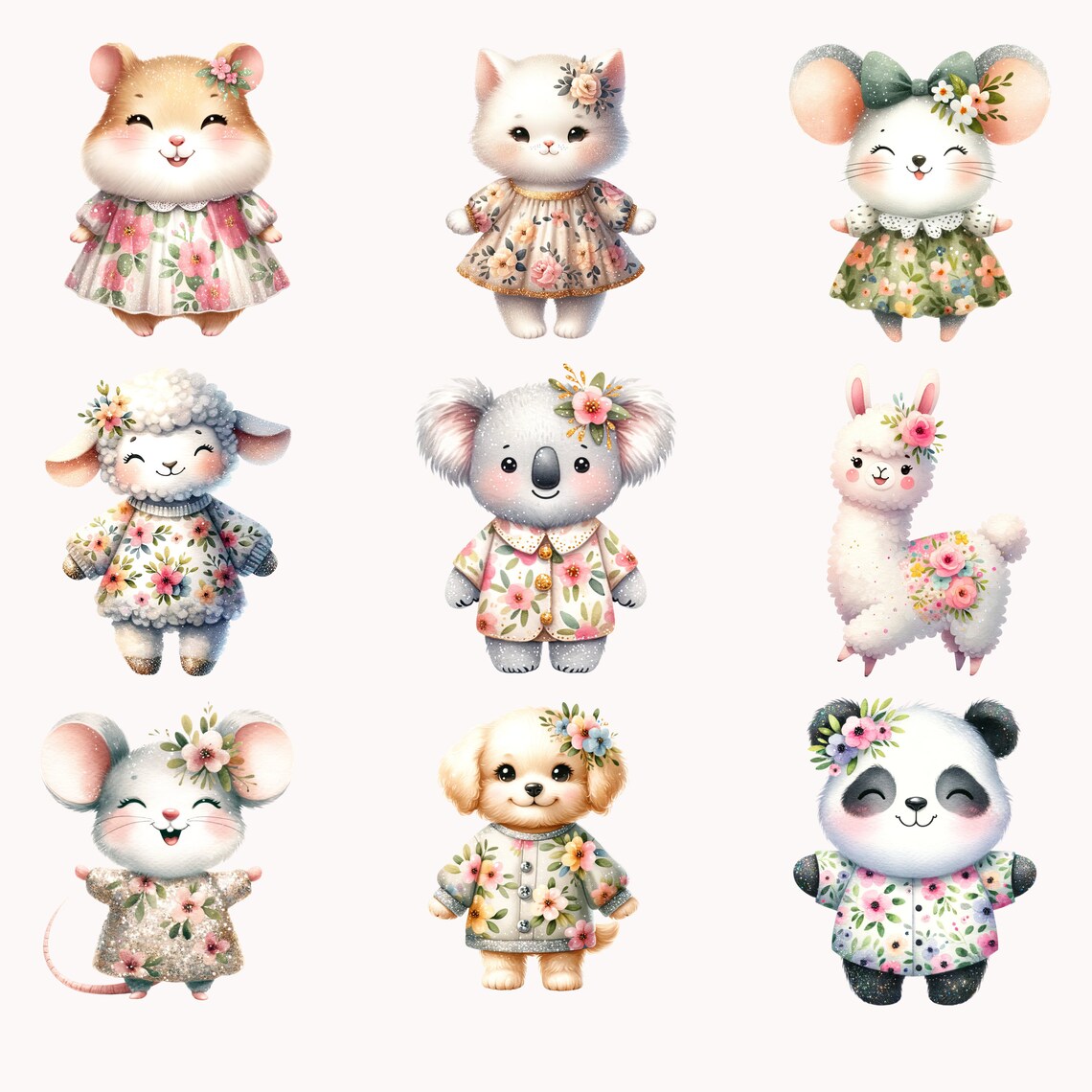 Spring Cuties Clipart Assortment, Watercolor Animals, Fairies and ...