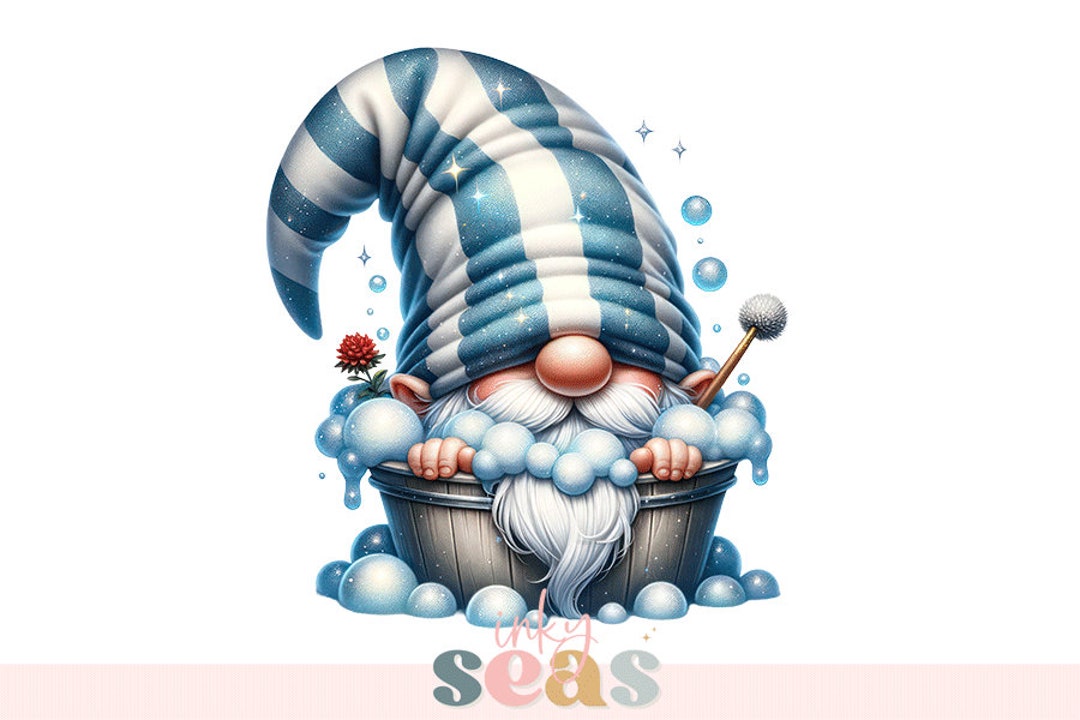 Whimsical Bath Tub Gnome Clipart, High Quality PNG, Digital Download ...