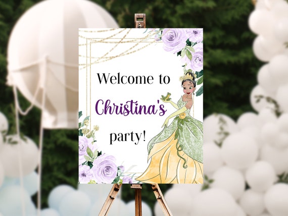 Princess Tiana Welcome Sign, Custom Princess & The Frog Printable Sign ...