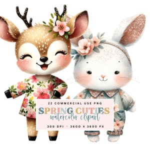 Spring Cuties Clipart Assortment, Watercolor Animals, Fairies and ...