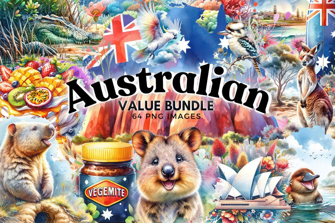 Australian Wildlife Clipart Bundle, Digital Aussie Icons PNG, Koala ...