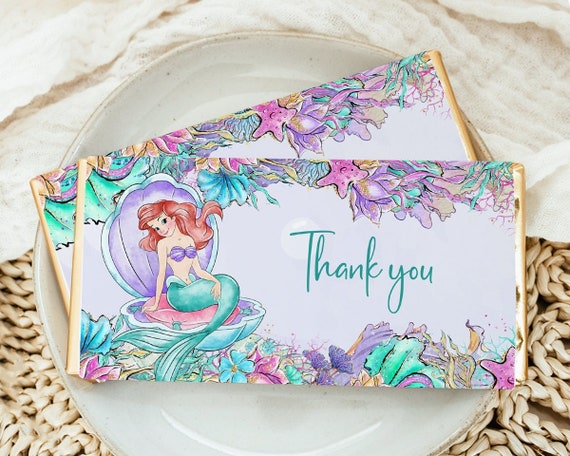 Mermaid Candy Bar Wrapper, Under The Sea Princess Birthday Party ...
