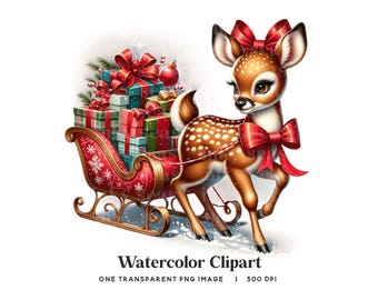 Clipart Noël faon - 15 fichiers PNG/JPG de haute qualité, créations en ...