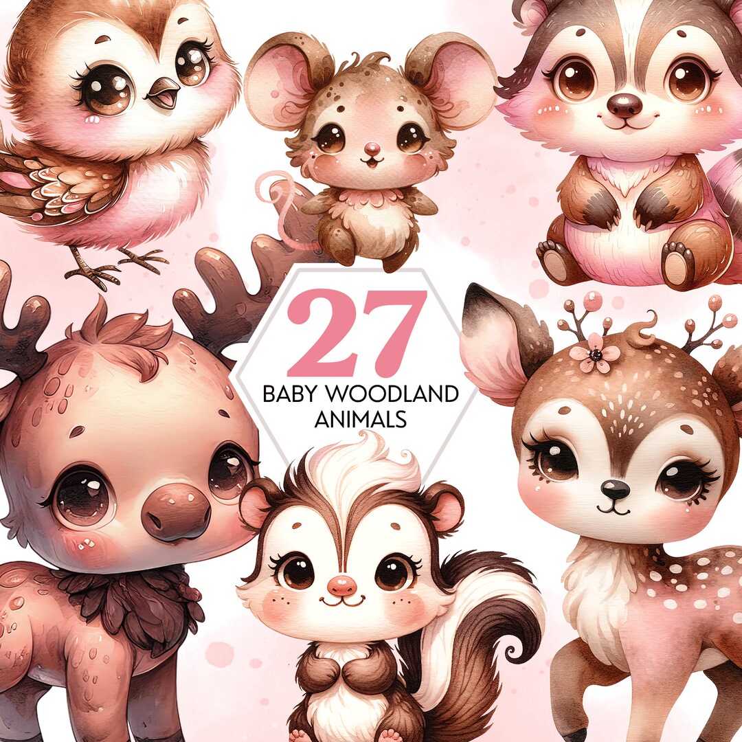 Baby Woodland Animals Clipart Bundle, Woodland Creatures Digital Art ...
